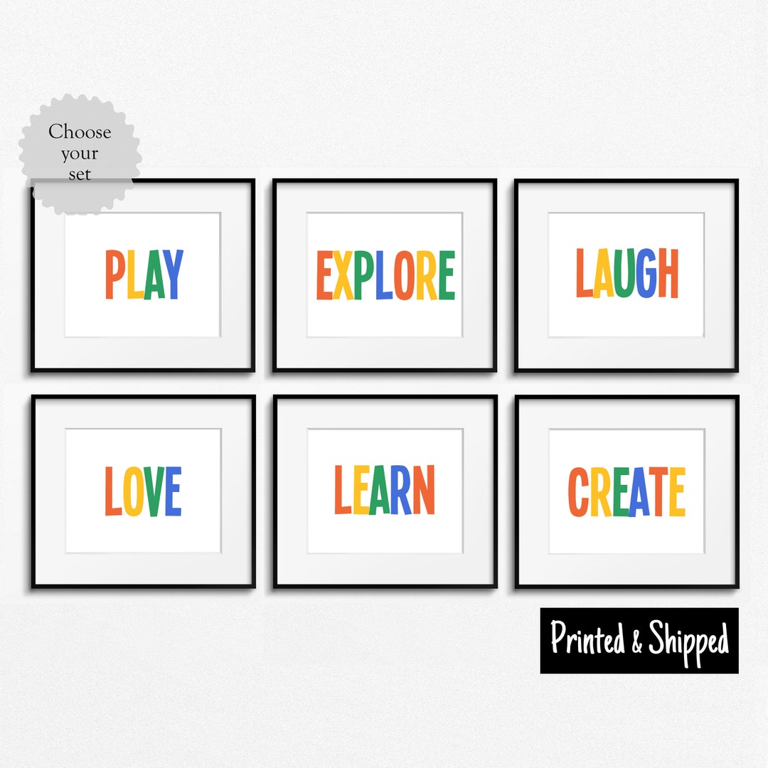 Playroom Words Art Print Set Boys Girls Kids Toddler Childrens Playroom ...