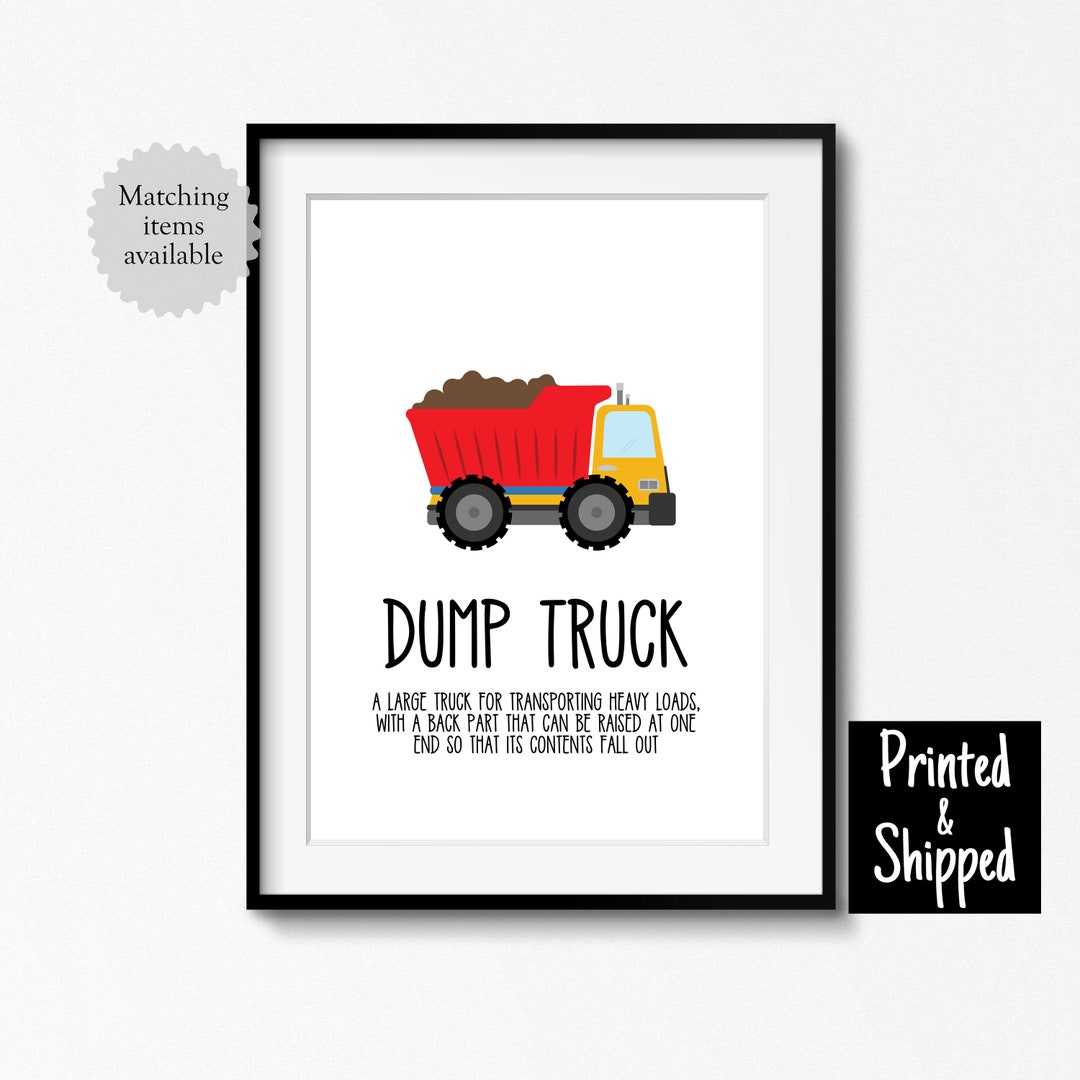Cute Dump Truck Print Boys Construction Vehicle Print Bedroom Playroom ...