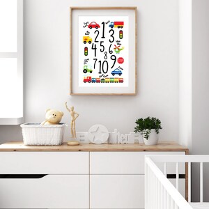 Transport Numbers Print Counting Transportation Nursery Wall Art Decor ...