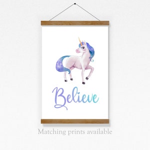 Unicorn Numbers Print Girls Counting Poster Cute Pink Blue Purple Lilac ...
