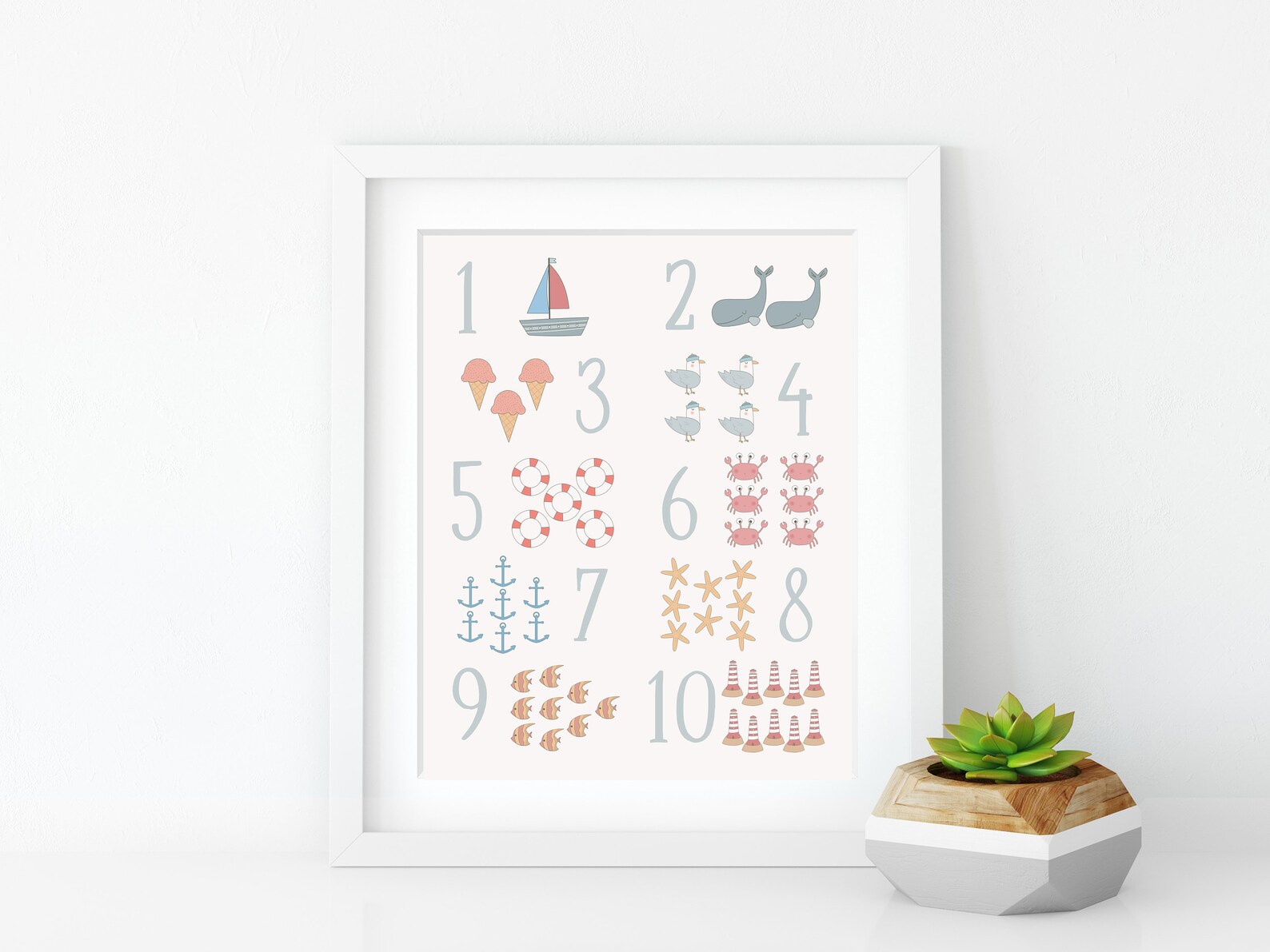 Cute Seaside Counting Print Educational Kids Nautical Playroom - Etsy UK