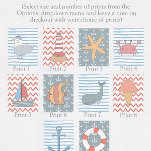 Nautical Print Set Cute Sea Beach Ocean Themed Neutral Nursery Wall Art ...