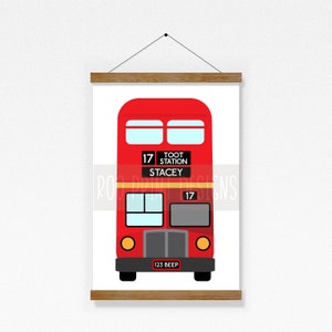 Red Bus Personalised Print London Bus Name Poster Double Decker Wall ...