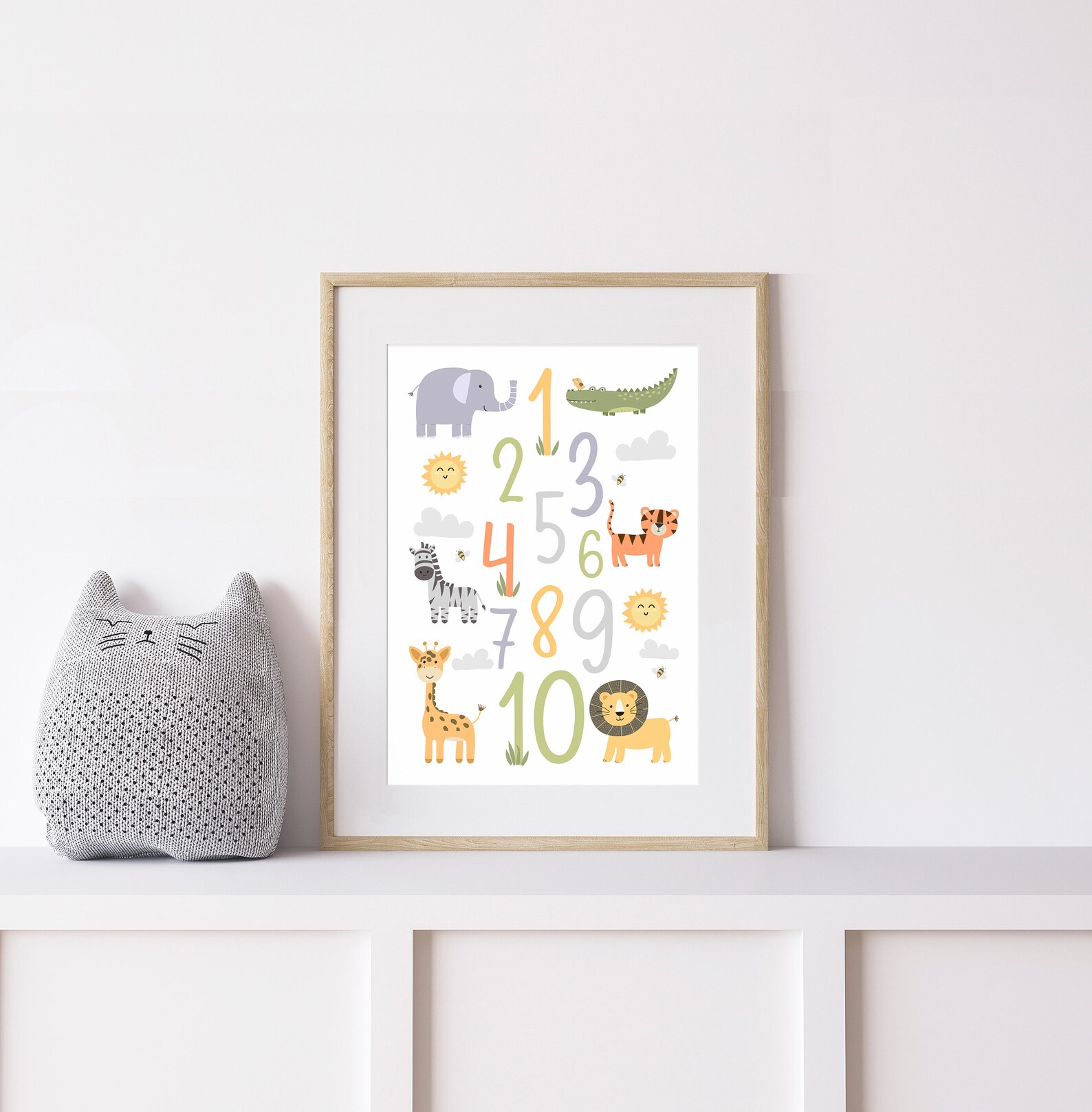 Safari Animal Numbers Print Cute Neutral Nursery Decor | Etsy UK