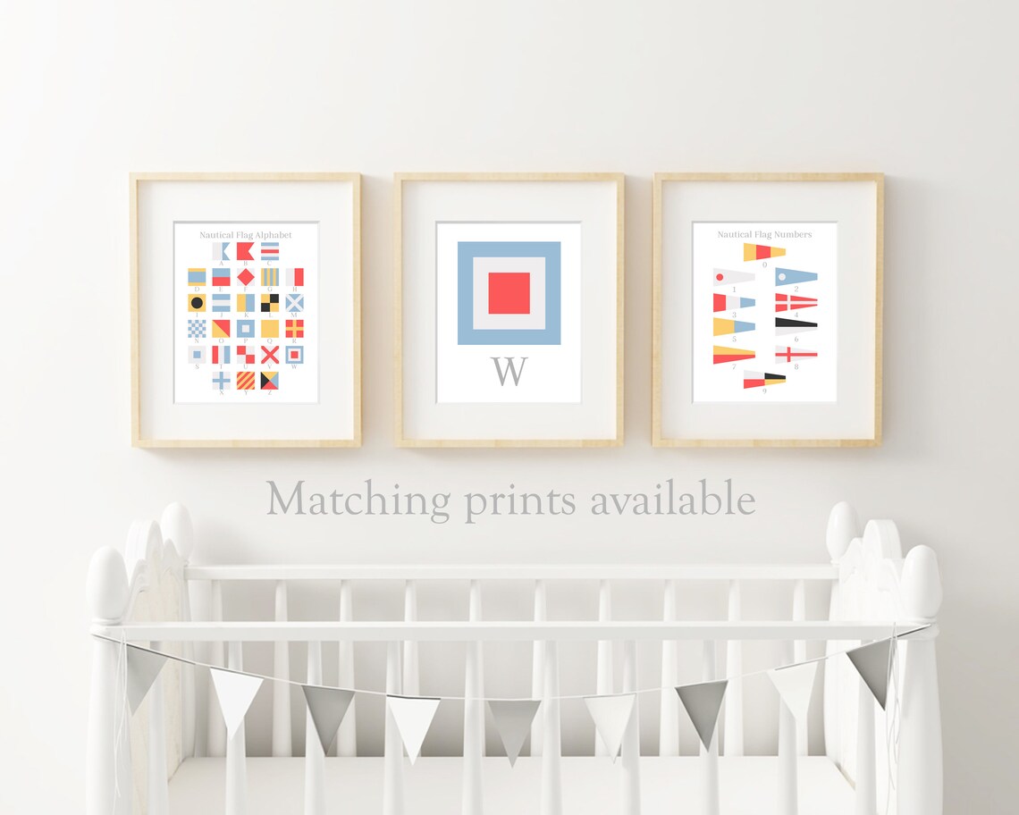 Nautical Flags Number Print Maritime Signal Flags Poster Nursery Wall ...