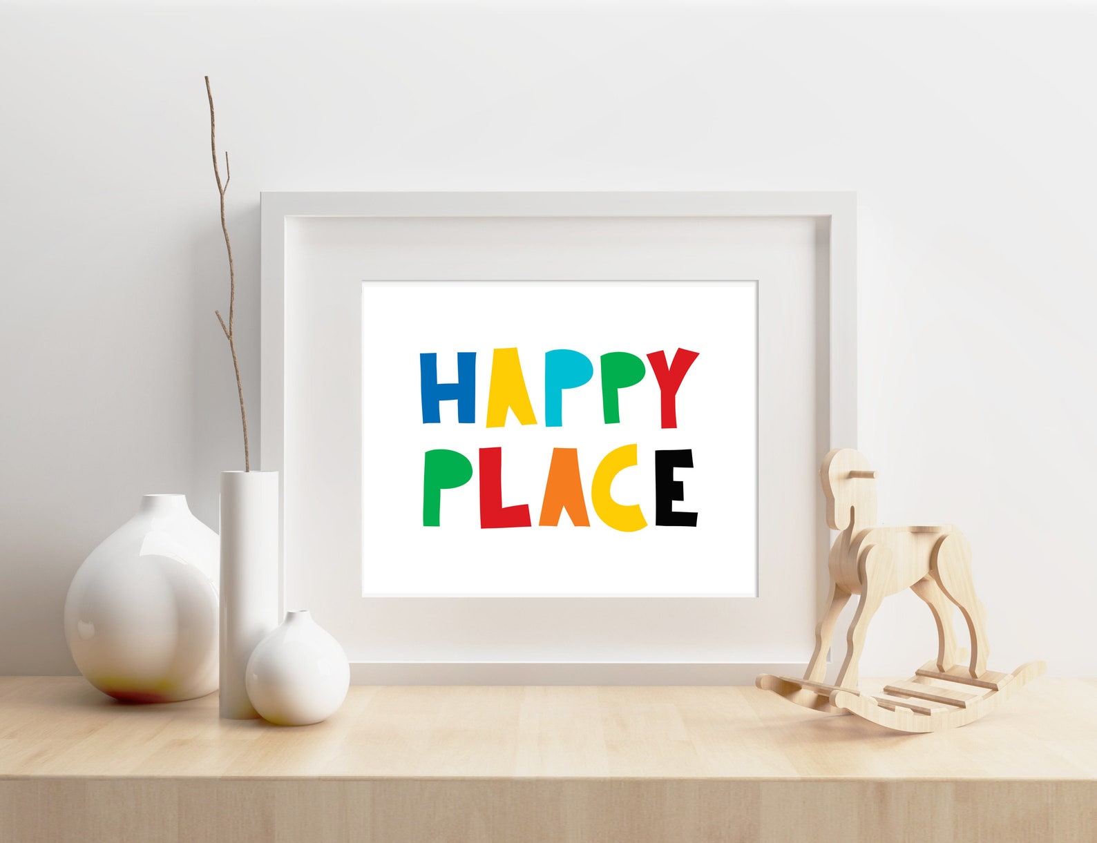 Happy Place Art Print Playroom Word Art Bright Toddlers Boys - Etsy