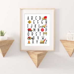 Construction Alphabet Print Transportation Nursery Wall Art Decor ...