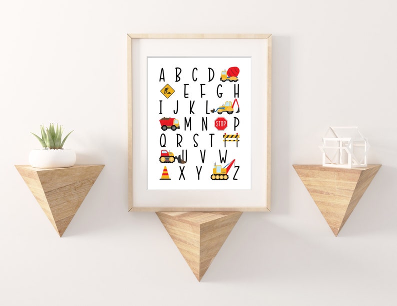 Construction Alphabet Print Transportation Nursery Wall Art Decor ...
