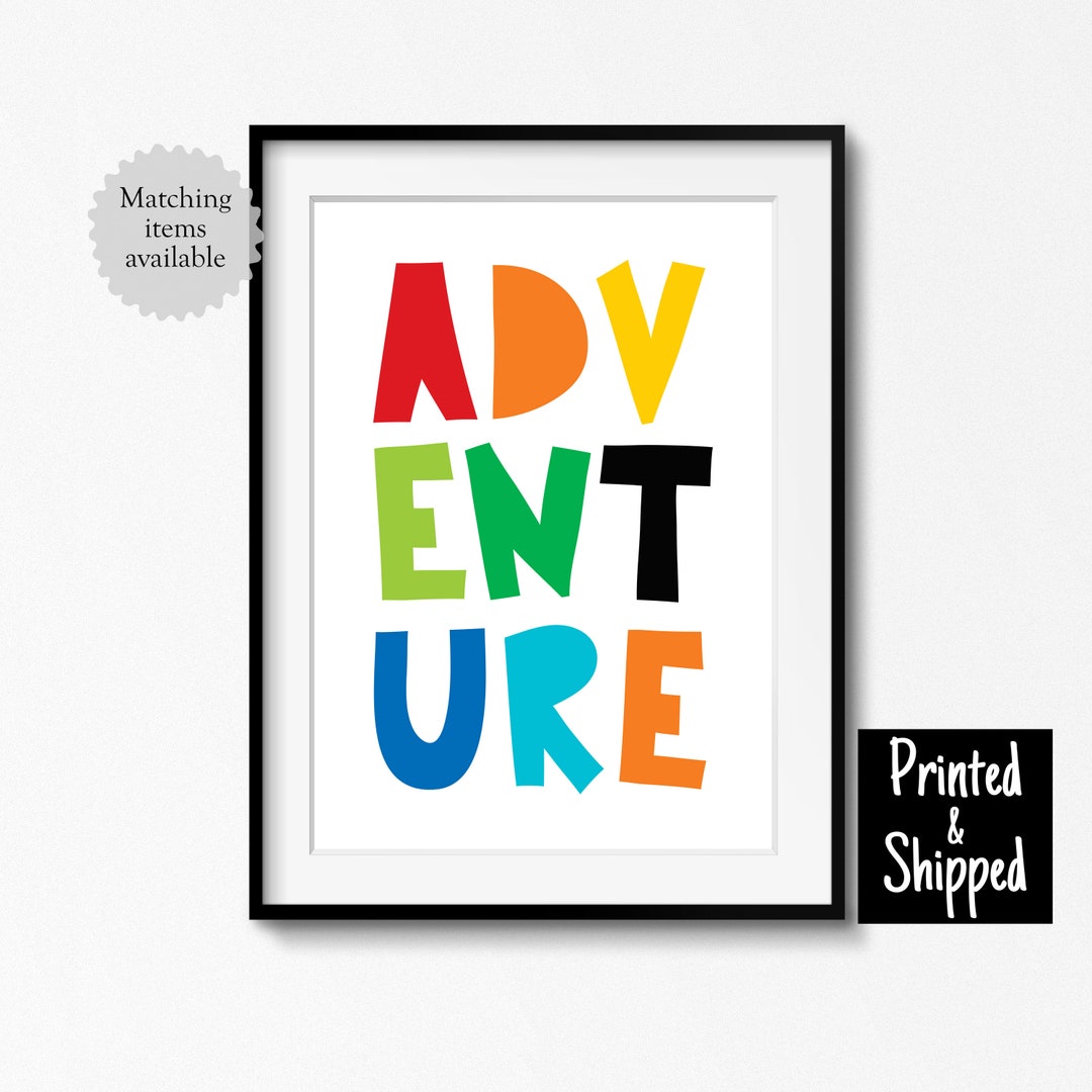 Adventure Art Print Kids Nursery Word Bright Decor Playroom Words ...