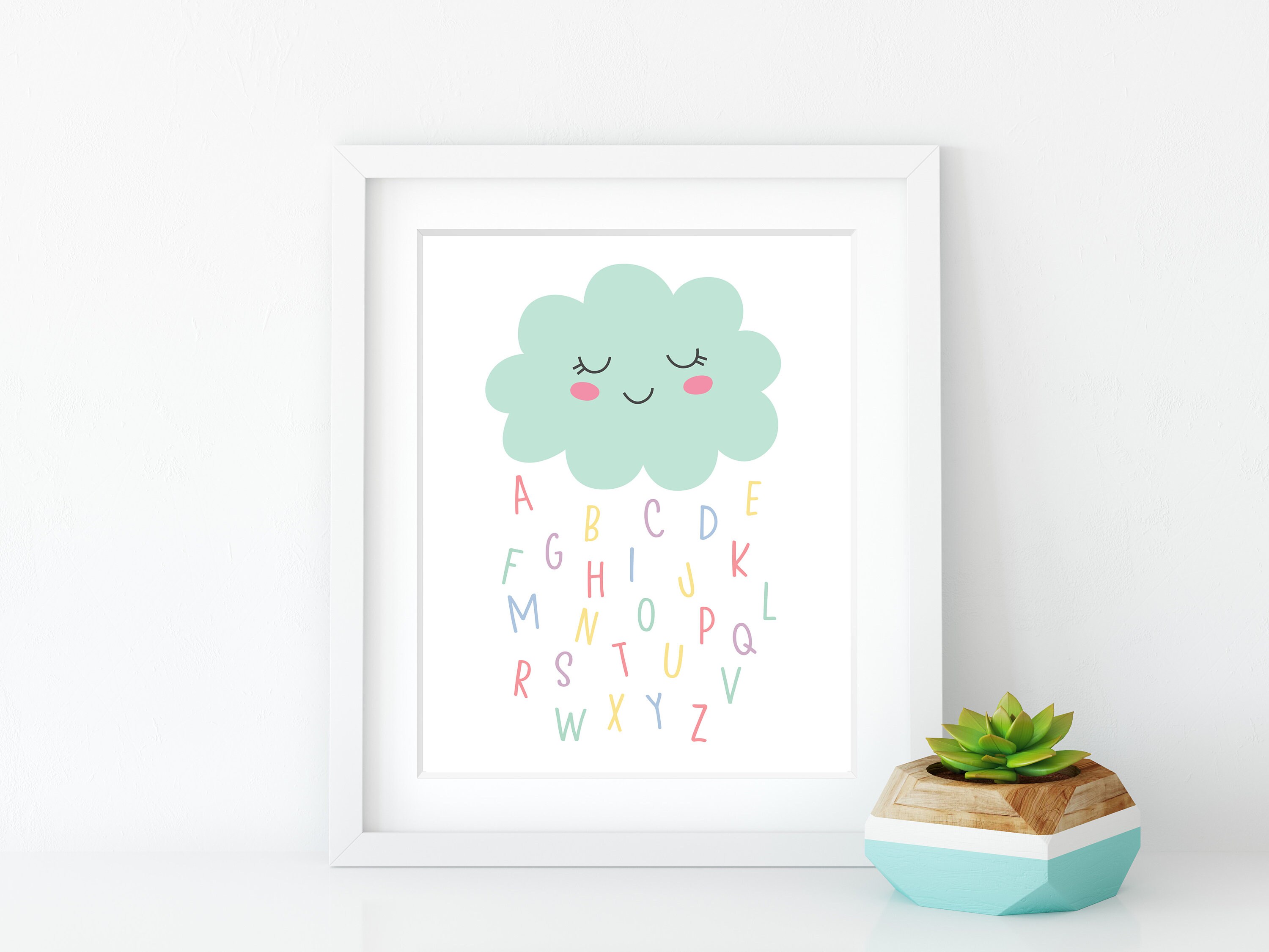Cloud Alphabet Print Cute Weather Rainbow Raincloud ABC Boy - Etsy UK