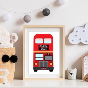 Red Bus Personalised Print London Bus Name Poster Double Decker Wall ...