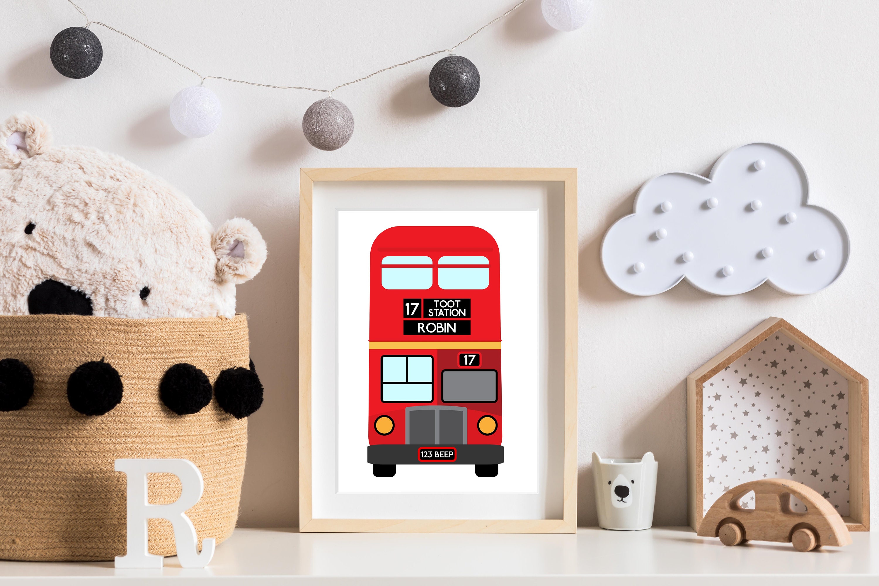 Red Bus Personalised Print London Bus Name Poster Double | Etsy UK