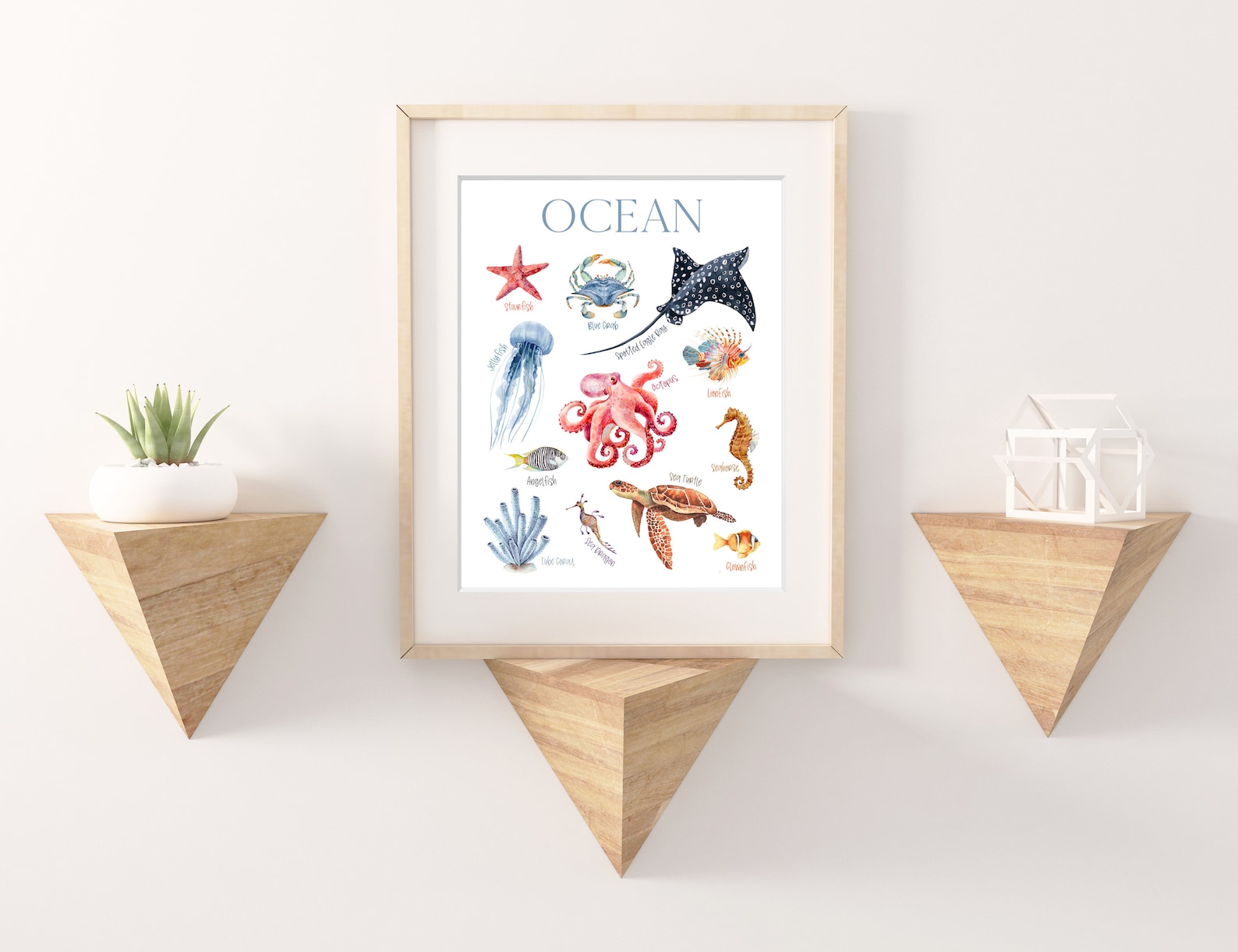 Ocean Art Print Sea Animal Poster Colourful Watercolour - Etsy UK