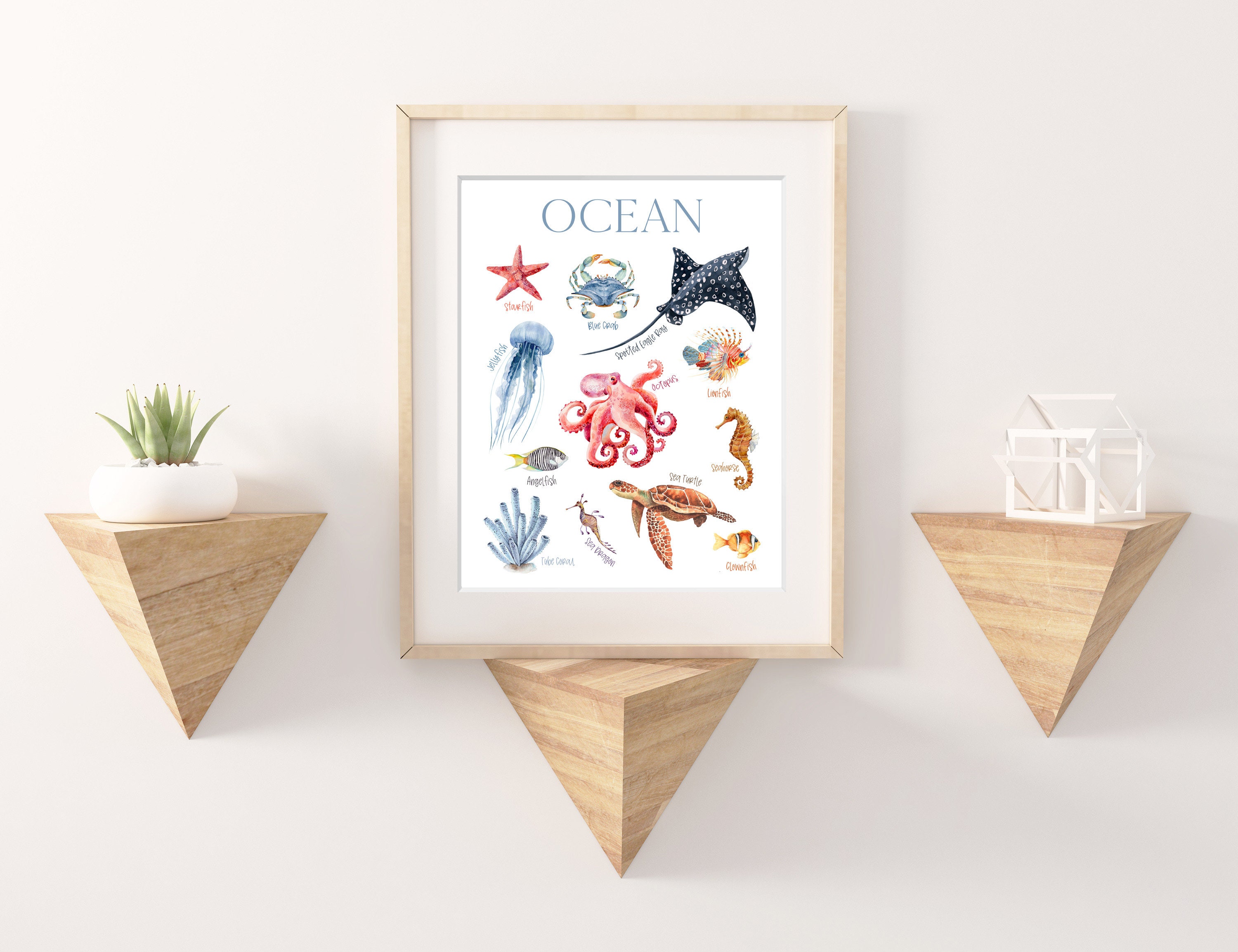 Ocean Art Print Sea Animal Poster Colourful Watercolour - Etsy UK