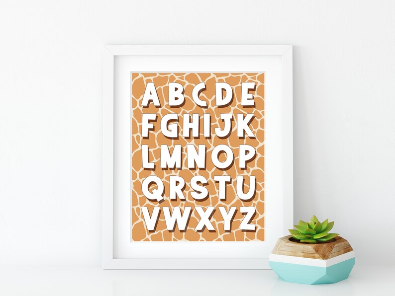 Giraffe Alphabet Print Neutral Kids Playroom Wall Art Pattern | Etsy