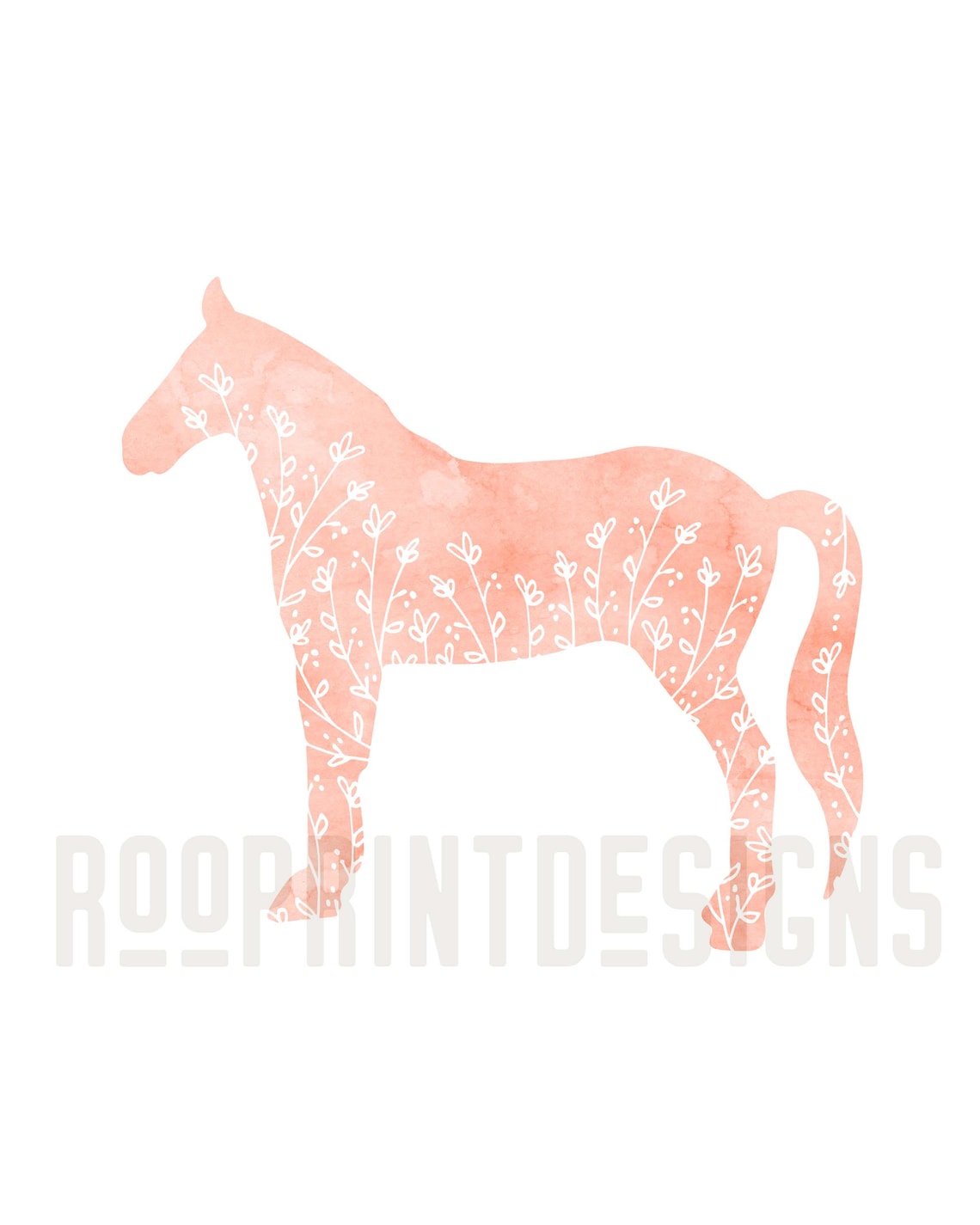 Horse Silhouette Print Floral Nursery Wall Art Decor | Etsy