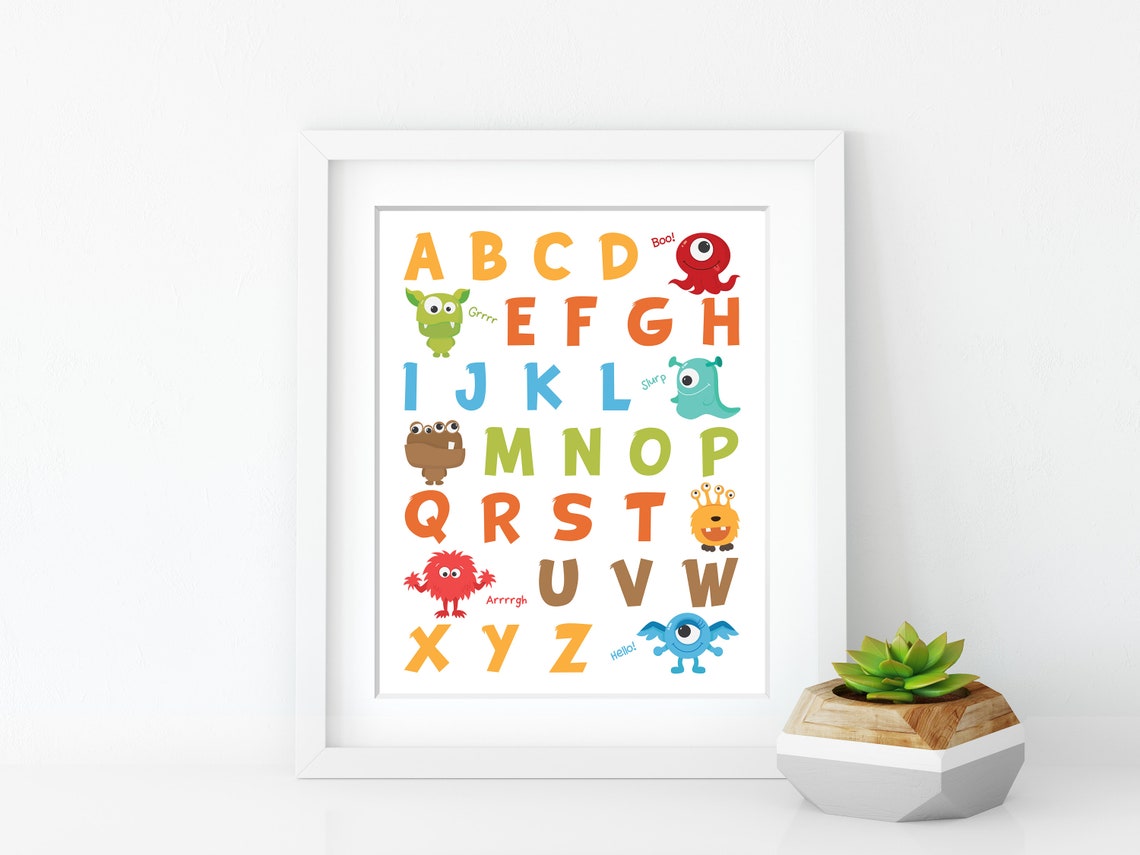 Cute Kids Monster Alphabet Print Colourful Fun ABC Poster - Etsy