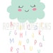 Cloud Alphabet Print Cute Weather Rainbow Raincloud ABC Boy Girl Baby ...