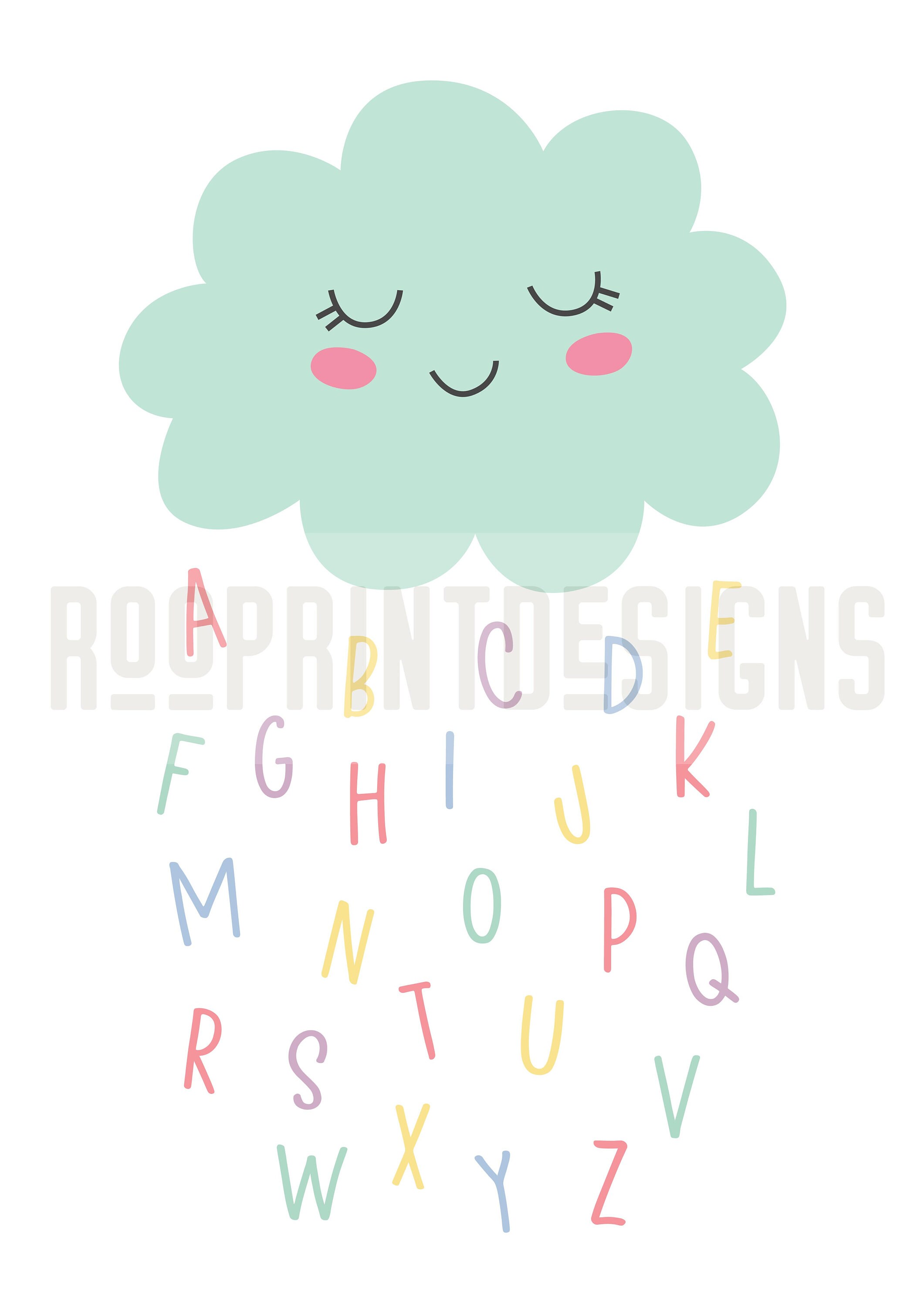 Cloud Alphabet Print Cute Weather Rainbow Raincloud ABC Boy - Etsy UK