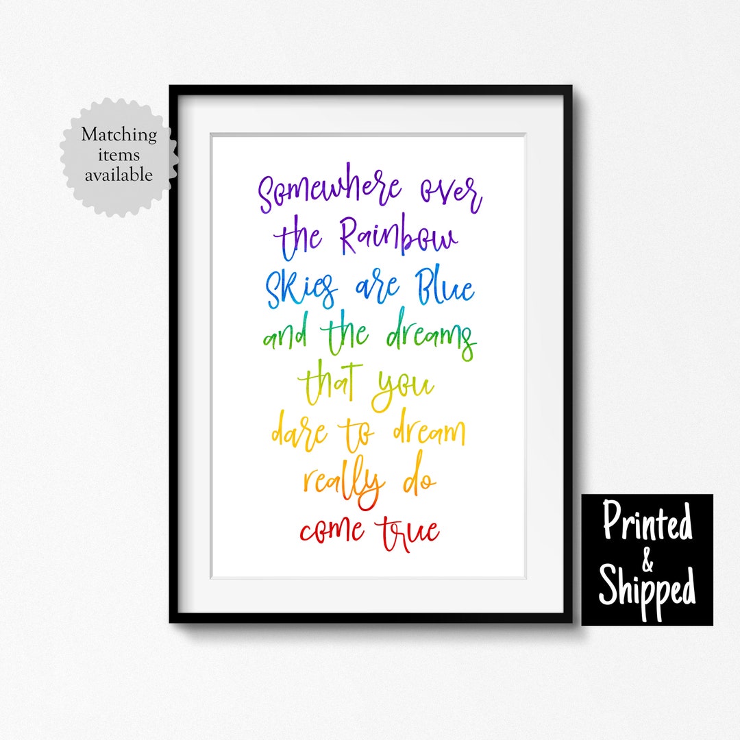 Somewhere Over the Rainbow Art Print Baby Gift Pretty Nursery Decor ...