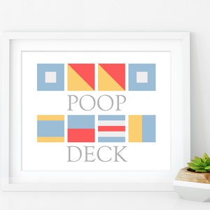 Nautical Flags Poop Deck Print Funny Ocean Nursery Wall Art Bathroom ...