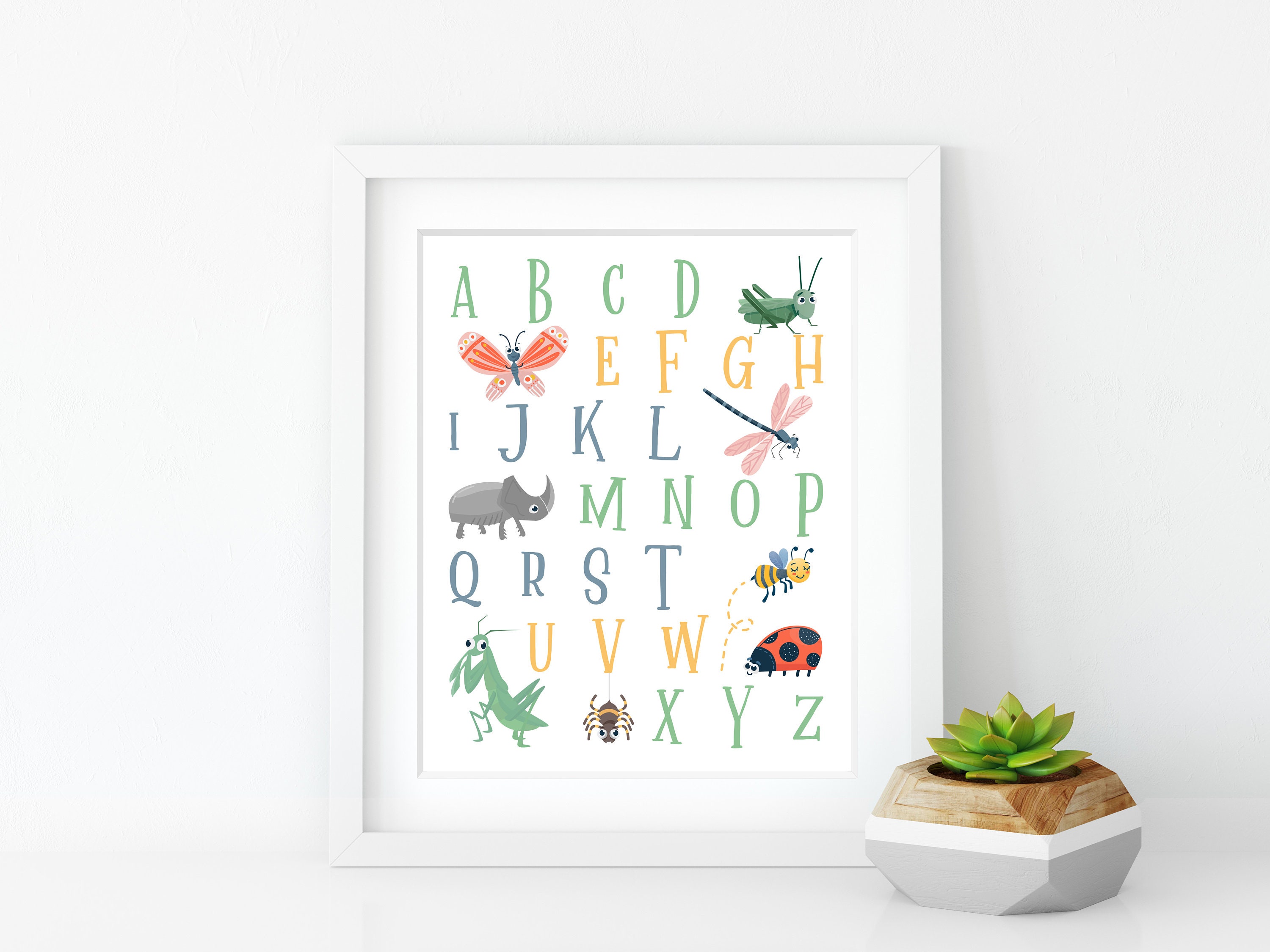 Cute Bug Insect Alphabet Print Toddler Wall Art Nursery Poster | Etsy