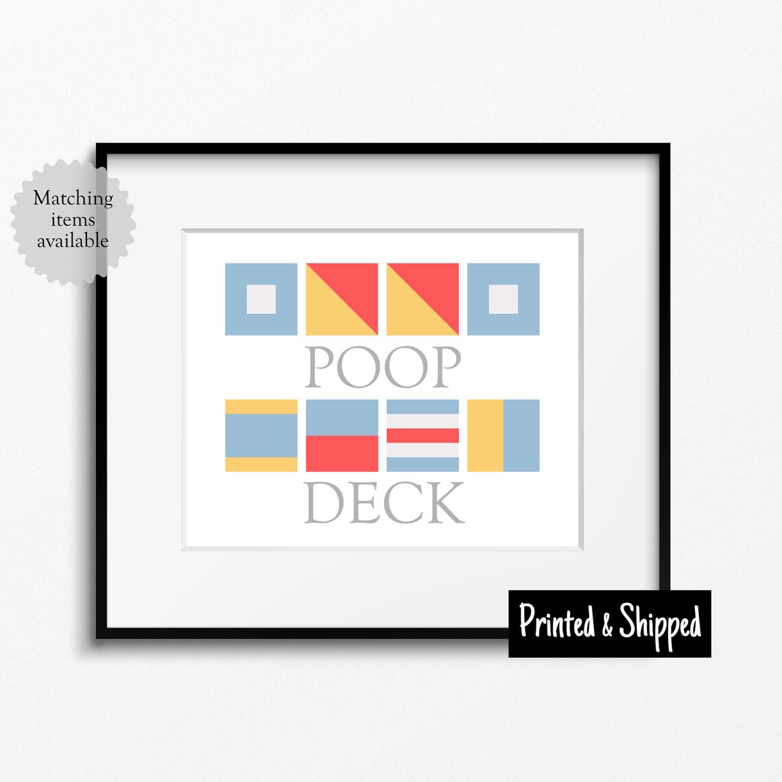 Nautical Flags Poop Deck Print Funny Ocean Nursery Wall Art - Etsy