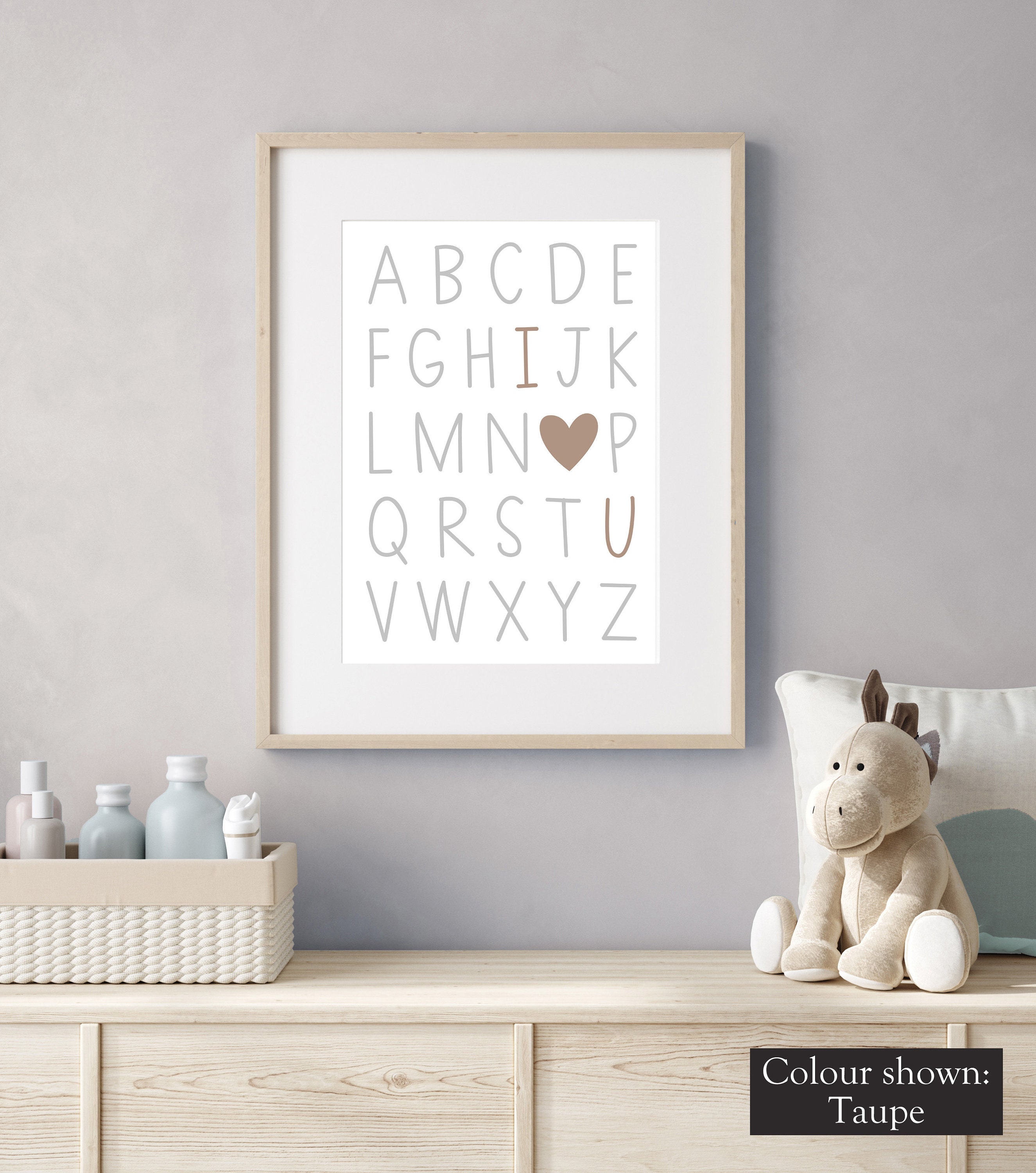 I Heart You U Alphabet Print Custom Colour Bedroom Cute Playroom ...