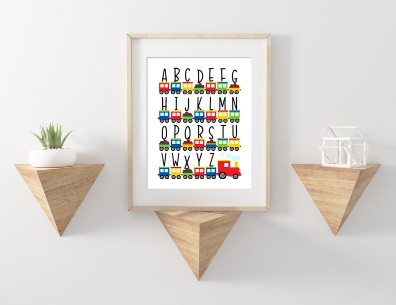 Train Alphabet Print Cute Nursery Wall Art Decor Boys Kids | Etsy