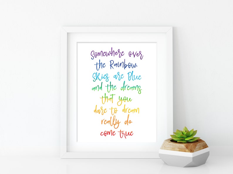 Somewhere Over the Rainbow Art Print Baby Gift Pretty Nursery | Etsy