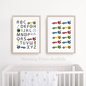 Racing Cars Alphabet Print Race Track ABC Car Poster Cute Colourful ...