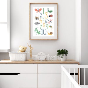 Cute Bug Insect Numbers Print Toddler Counting Wall Art Nursery Poster ...