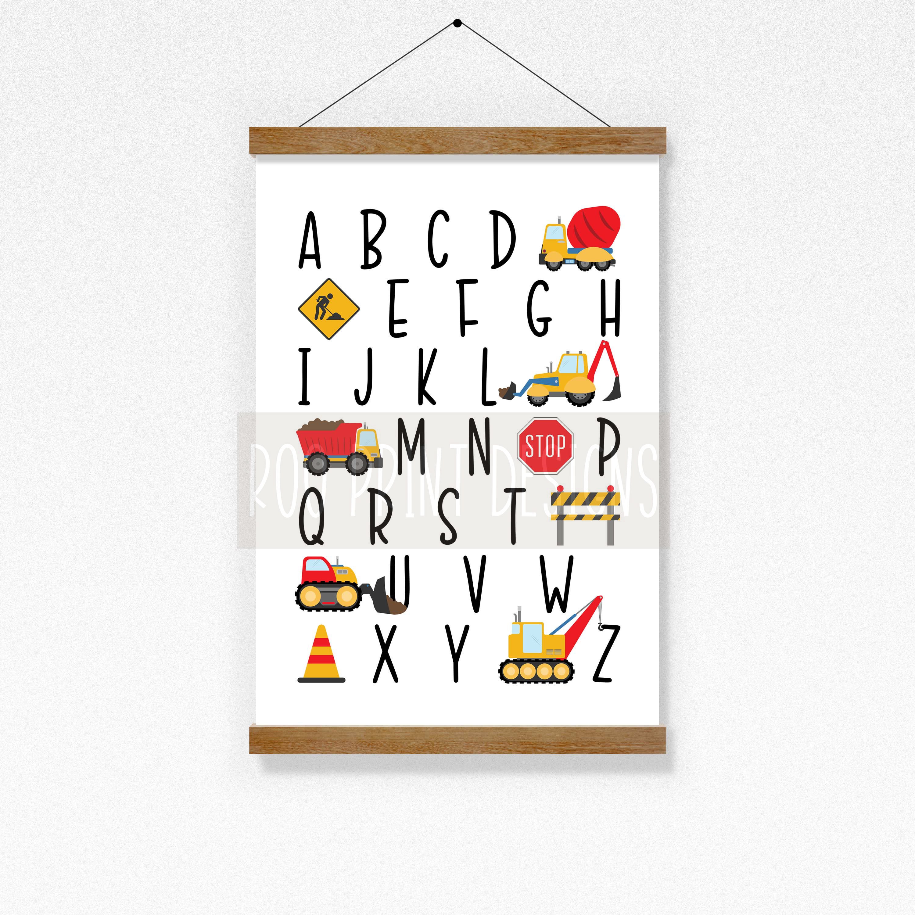 Construction Alphabet Print Transportation Nursery Wall Art Decor ...