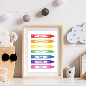 Crayon Colours Art Print Colourful Bright Playroom Decor Toddler Wall ...