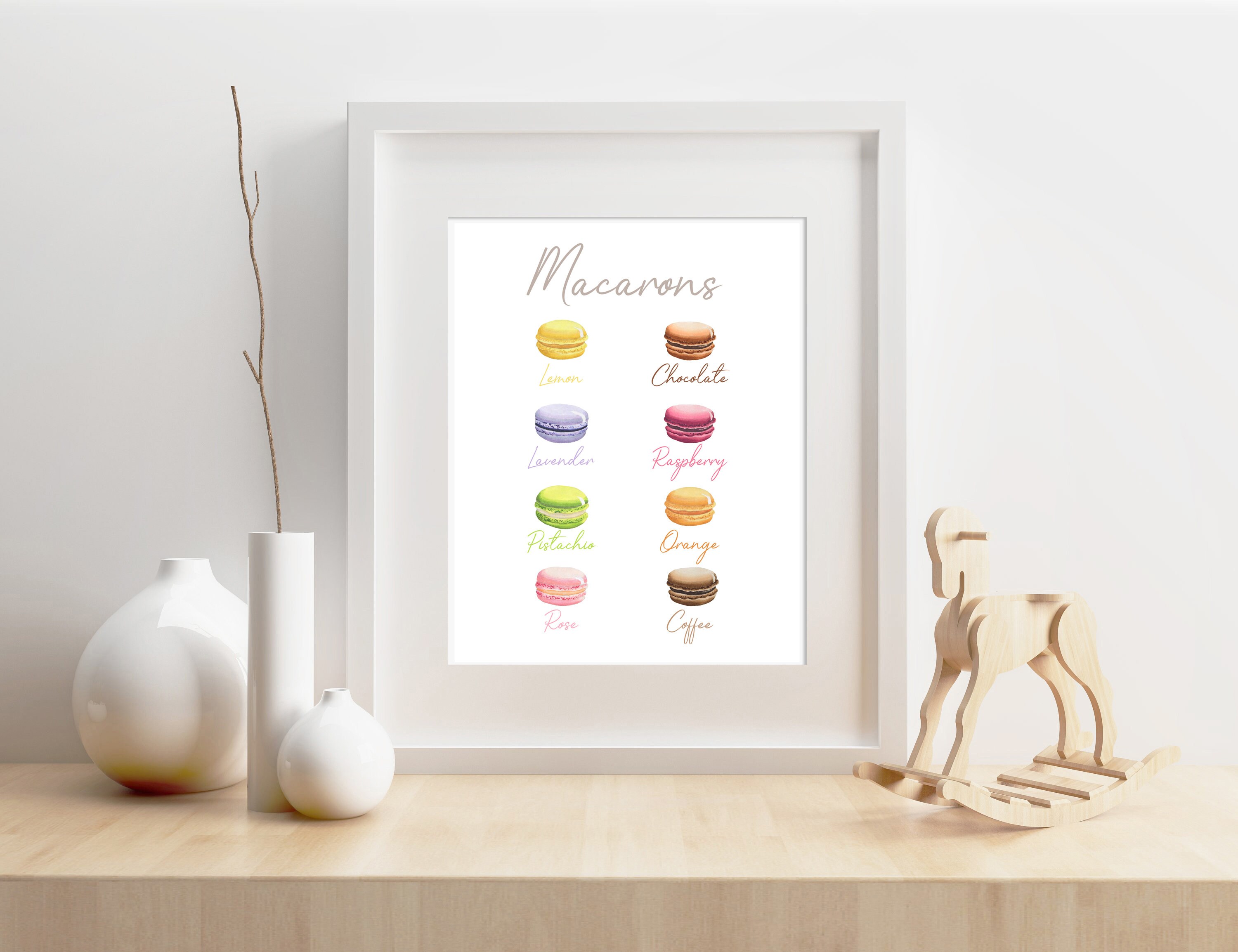 Macaron Art Print Cake Pastry Baking Flavours Flavors Nursery | Etsy