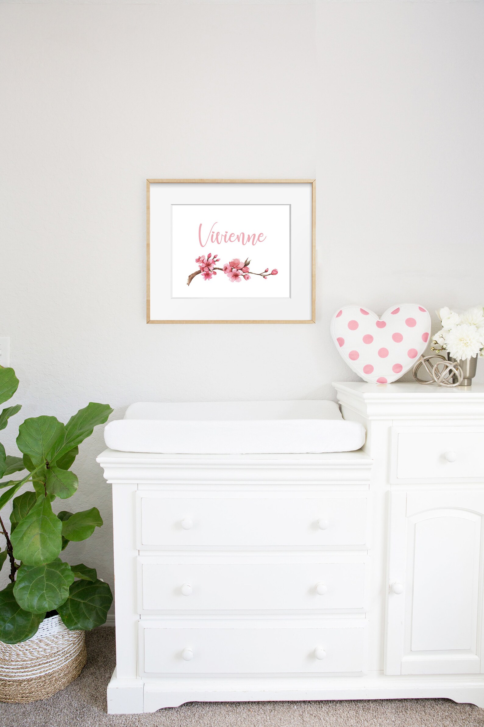 Cherry Blossom Name Print Pretty Personalised Pink Nursery | Etsy