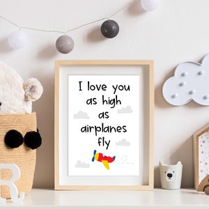 I Love You as High as Airplanes Fly Print Cute Aviation Themed Sweet ...
