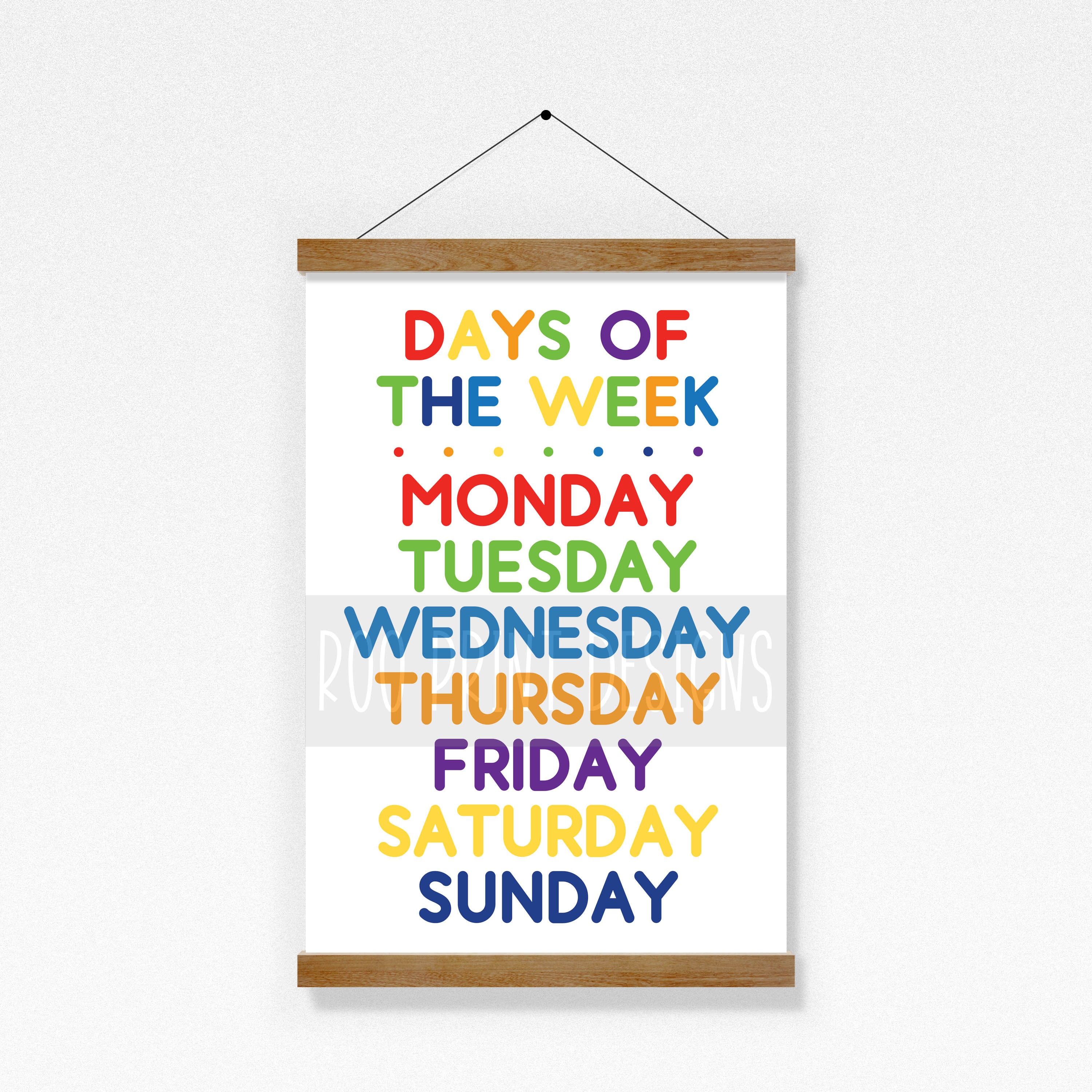 Days of The Week Print Rainbow Preschooler Home School Wall | Etsy