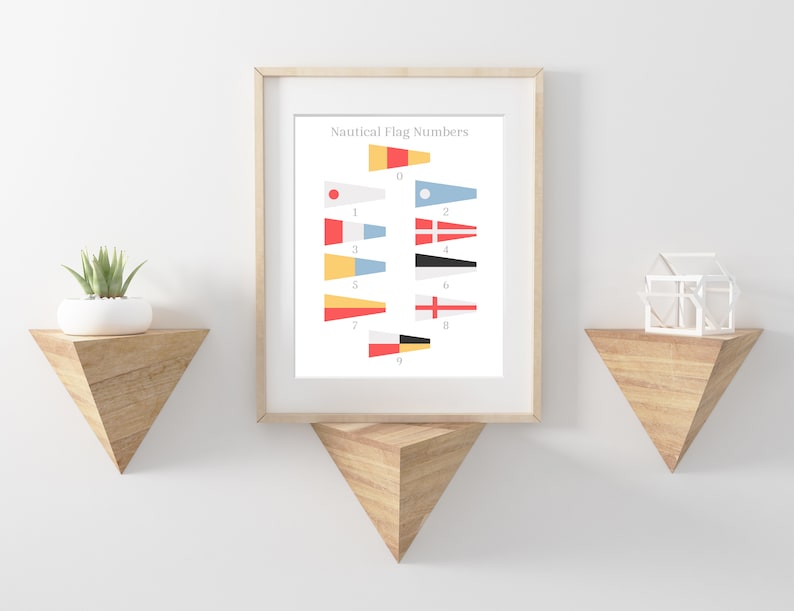 Nautical Flags Number Print Maritime Signal Flags Poster Nursery Wall ...