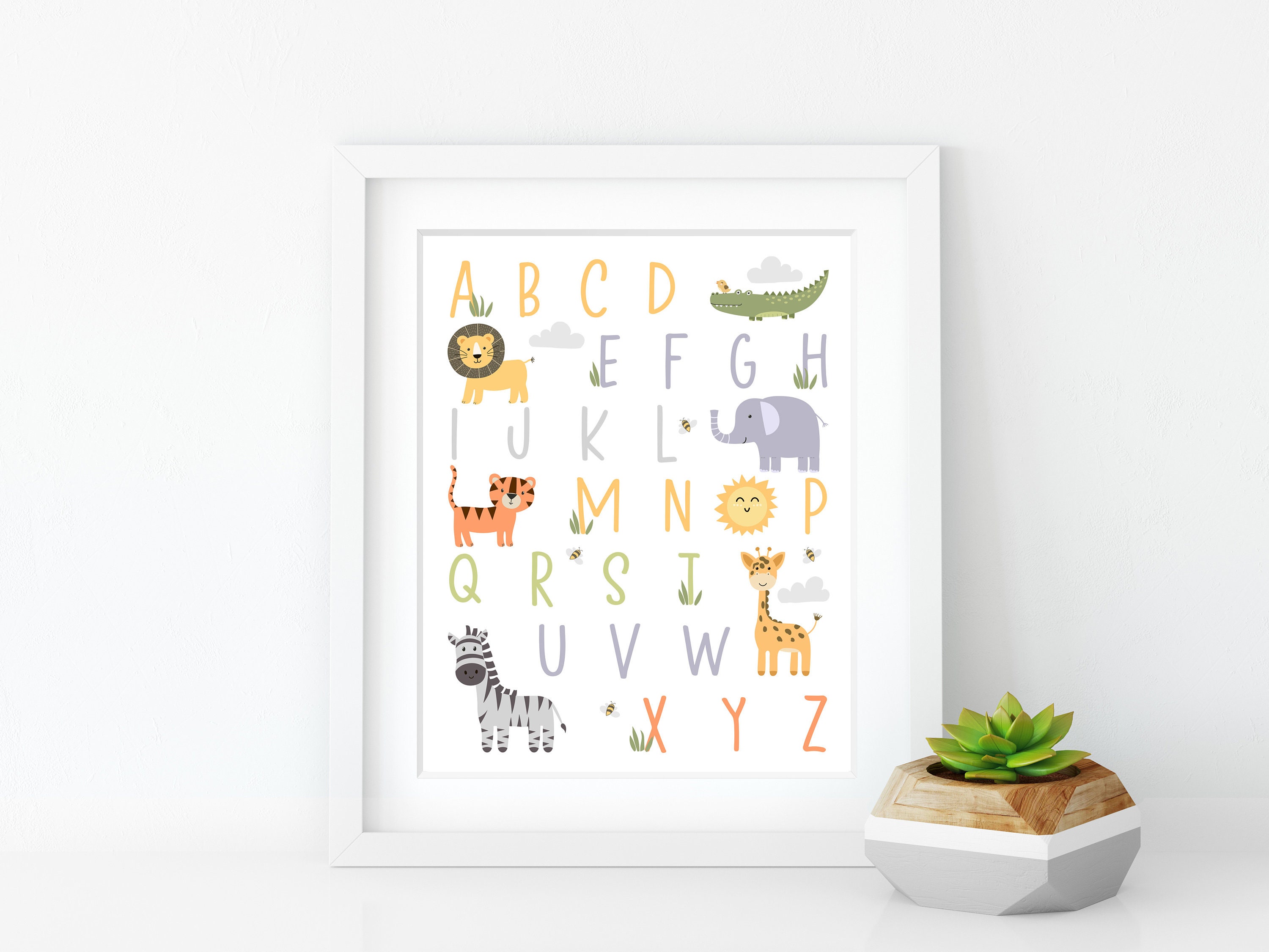 Safari Animal Alphabet Print Cute Kids Tots Toddler Nursery | Etsy UK