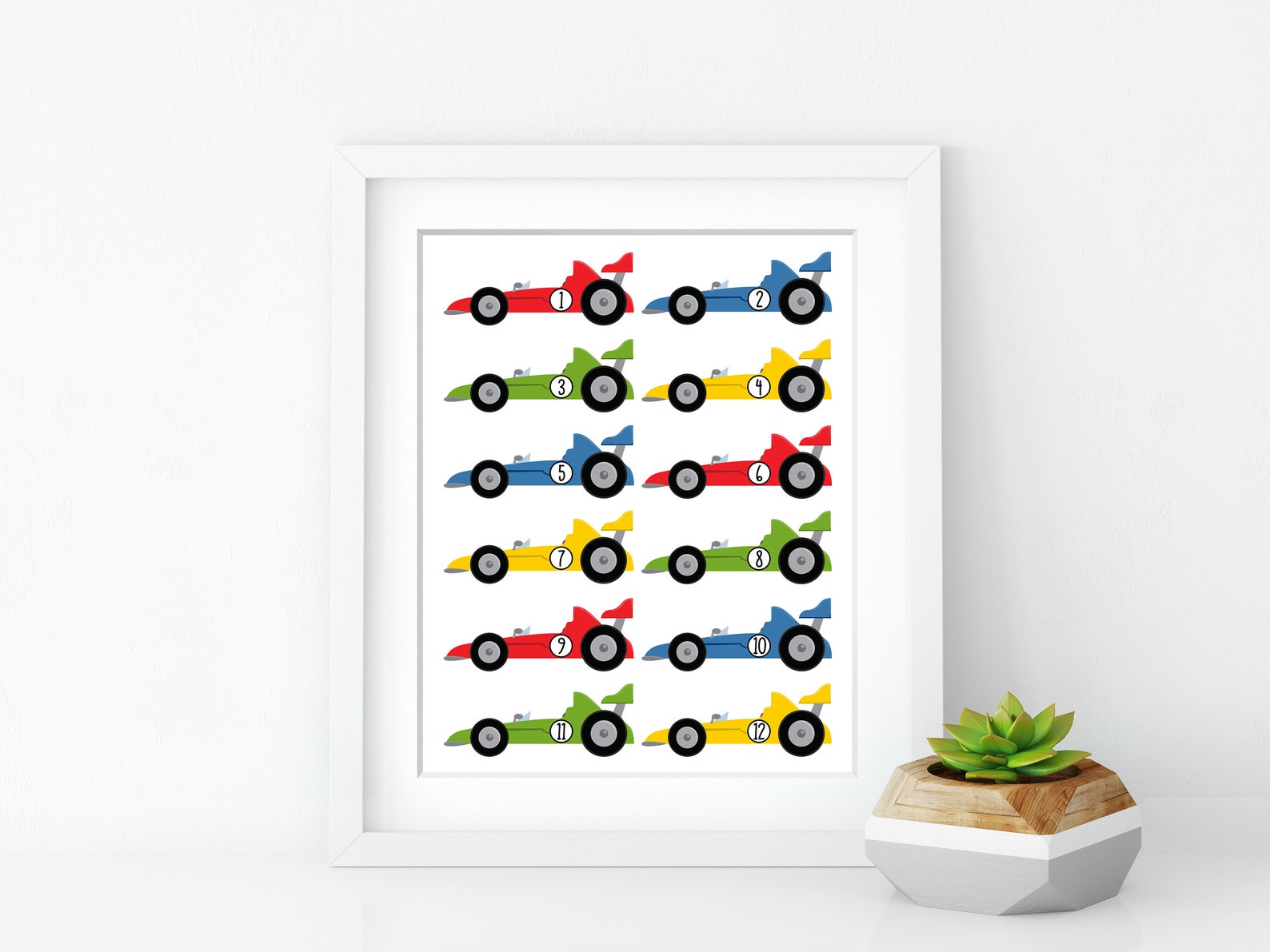Race Cars Counting Print Racing Car Numbers Cute Colourful - Etsy