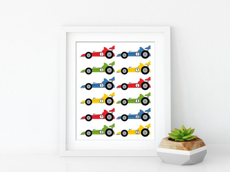 Race Cars Counting Print Racing Car Numbers Cute Colourful - Etsy