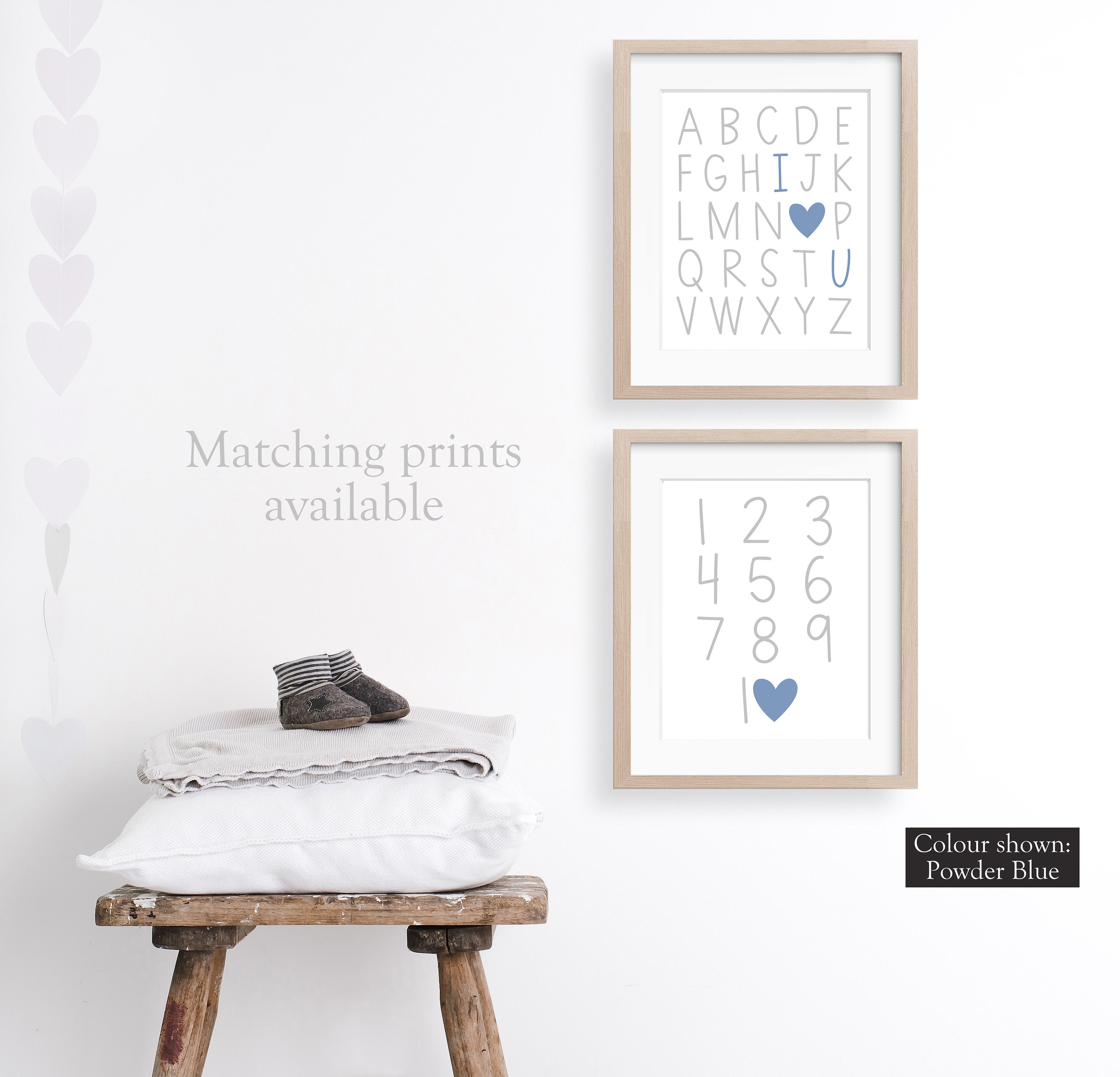I Heart You U Alphabet Print Custom Colour Bedroom Cute - Etsy UK