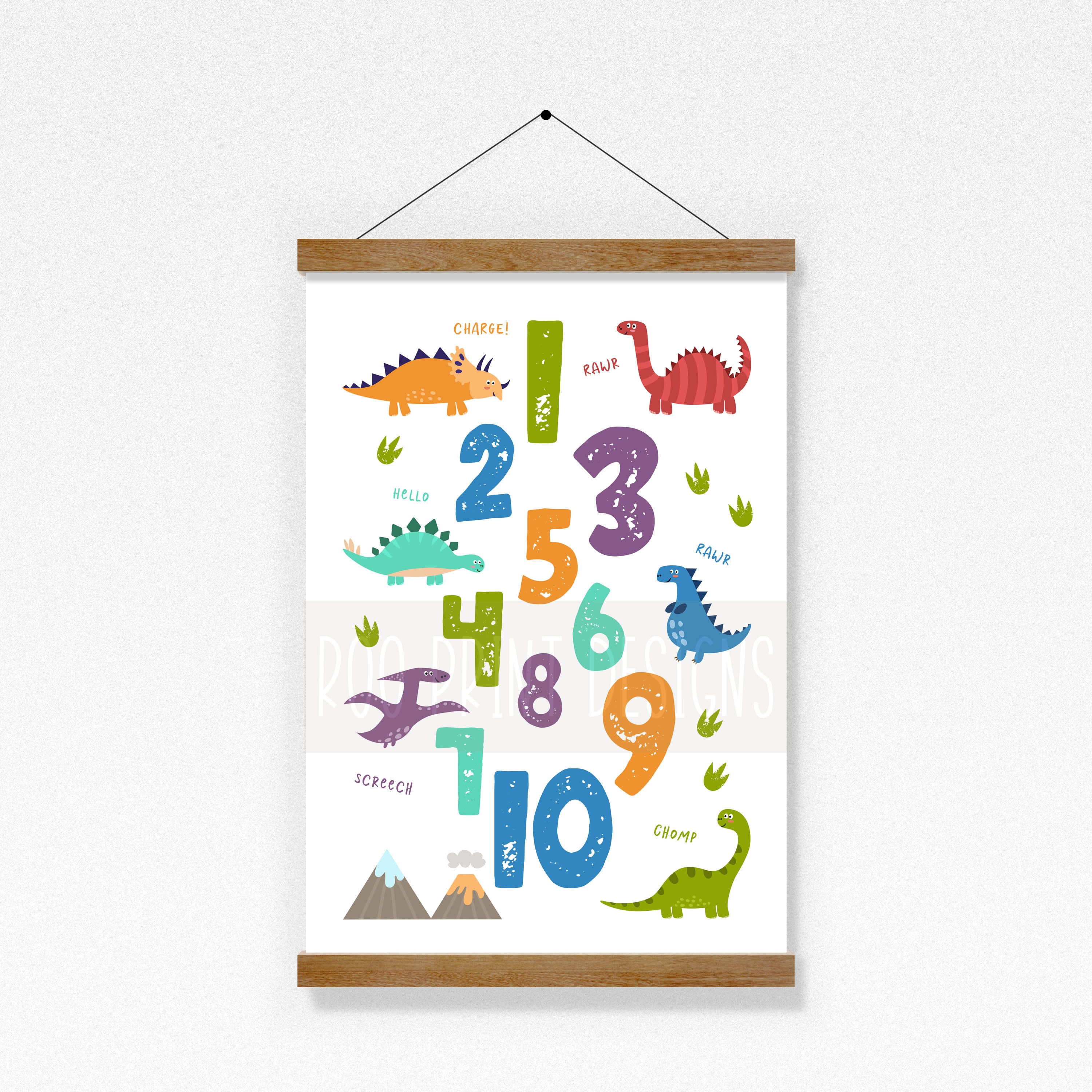 Cute Dinosaur Counting Print Number Poster Playroom Nursery - Etsy UK