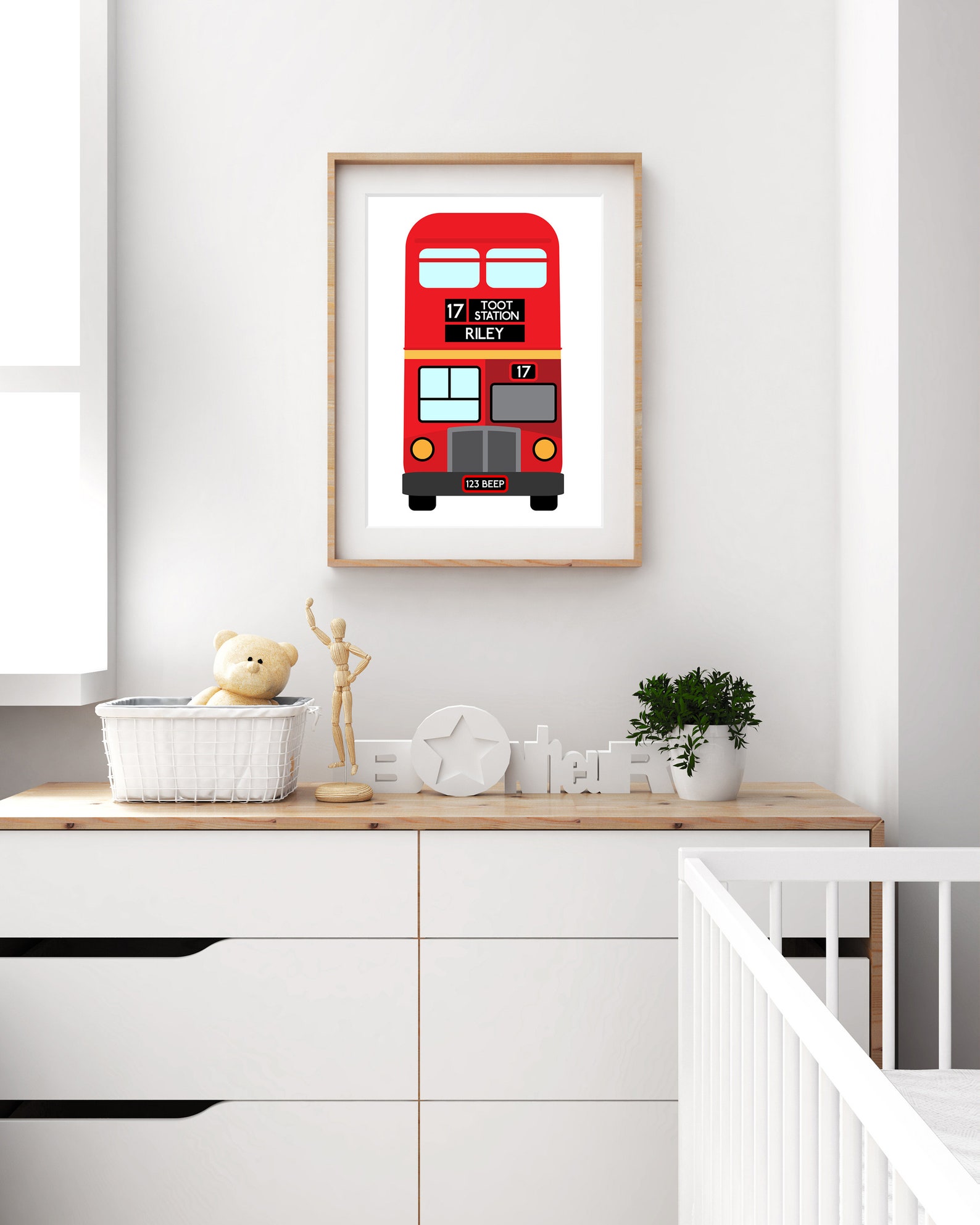 Red Bus Personalised Print London Bus Name Poster Double | Etsy