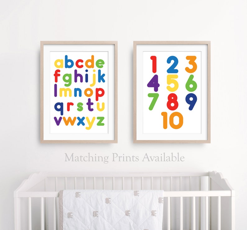 Rainbow Alphabet Print Rainbow Nursery Wall Art Colourful Poster ...