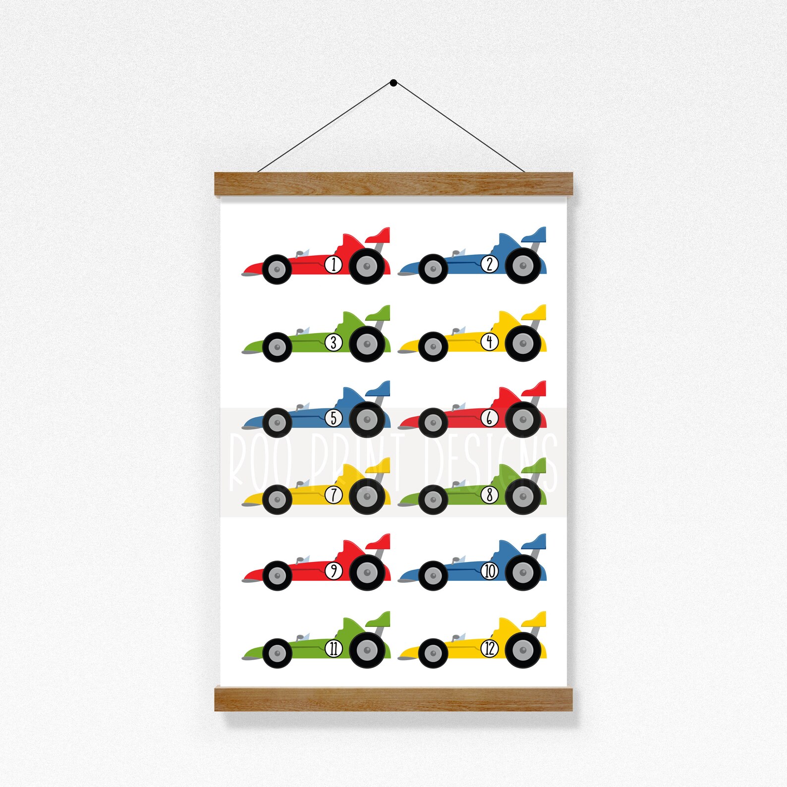 Race Cars Counting Print Racing Car Numbers Cute Colourful - Etsy