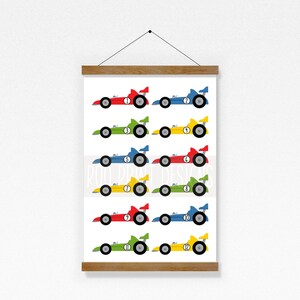 Race Cars Counting Print Racing Car Numbers Cute Colourful Kids Poster ...