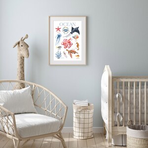 Ocean Art Print Sea Animal Poster Colourful Watercolour Nursery Wall ...