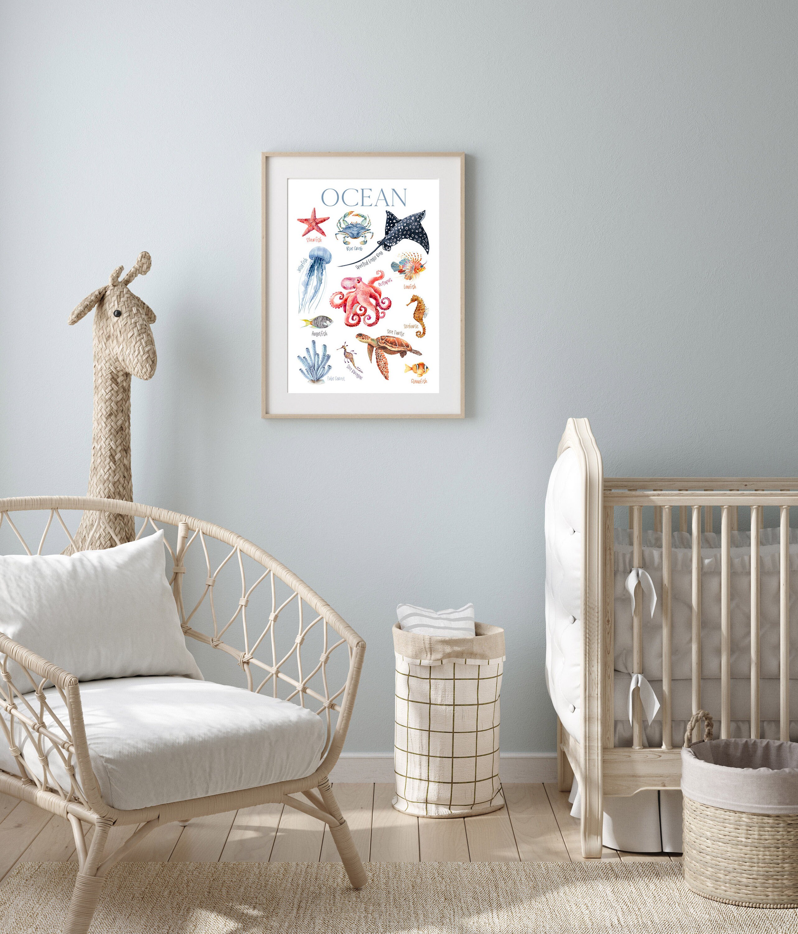 Ocean Art Print Sea Animal Poster Colourful Watercolour - Etsy UK